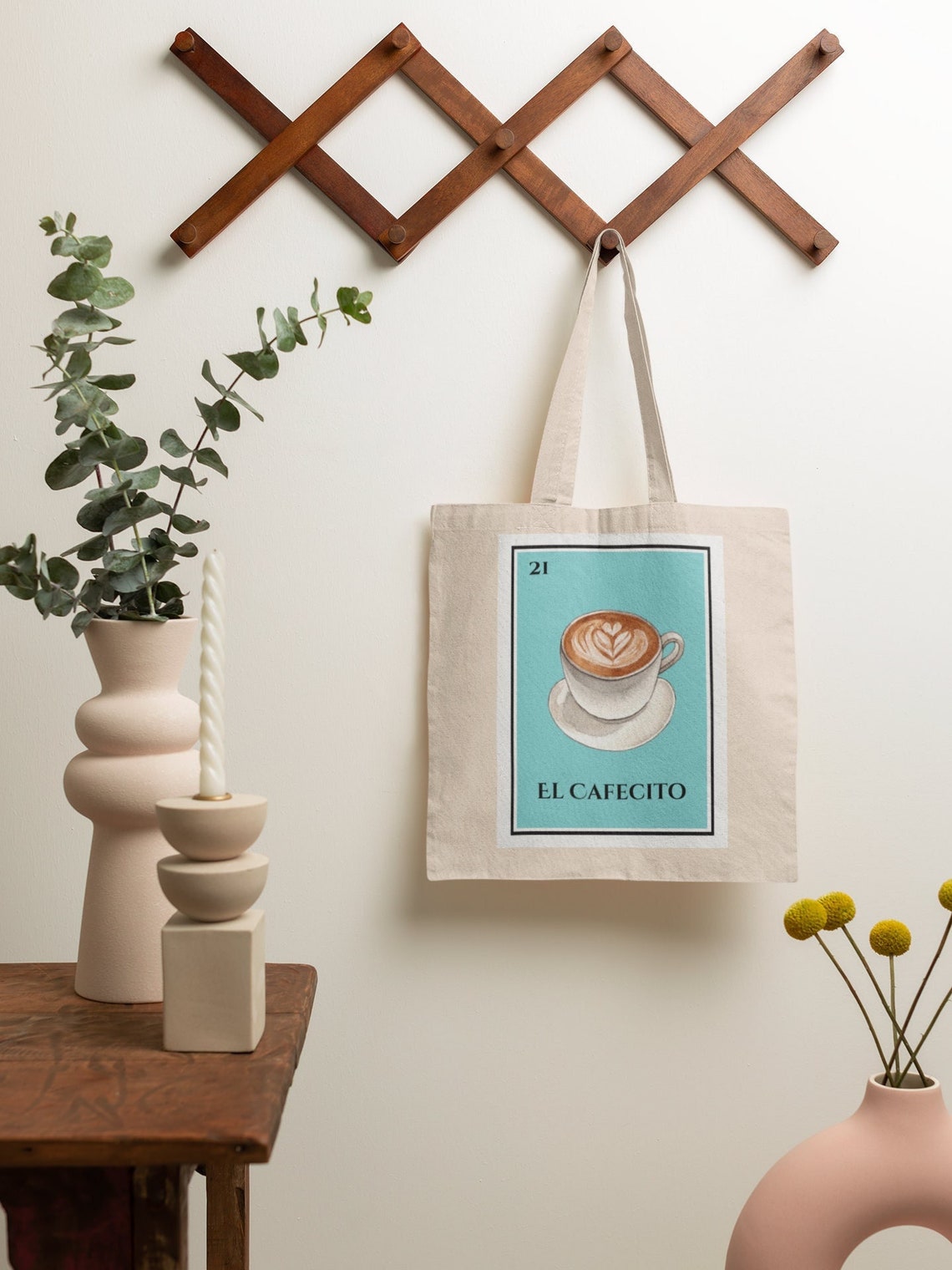 Loteria Print Bag Cafecito Tote Mexican Art Print Loteria Card Barista ...