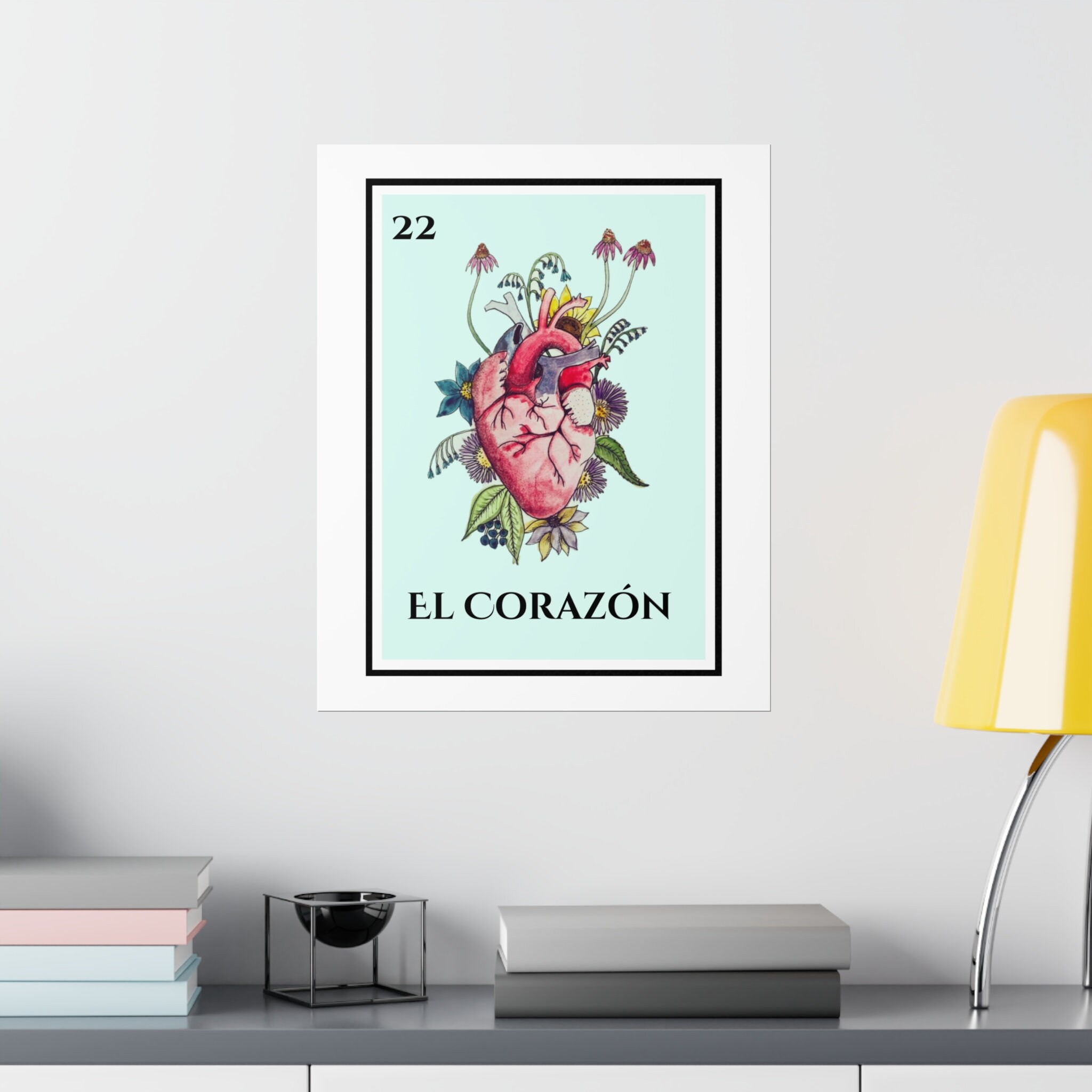 Loteria Poster, Premium Matte Vertical Poster El Corazon, Mexican ...