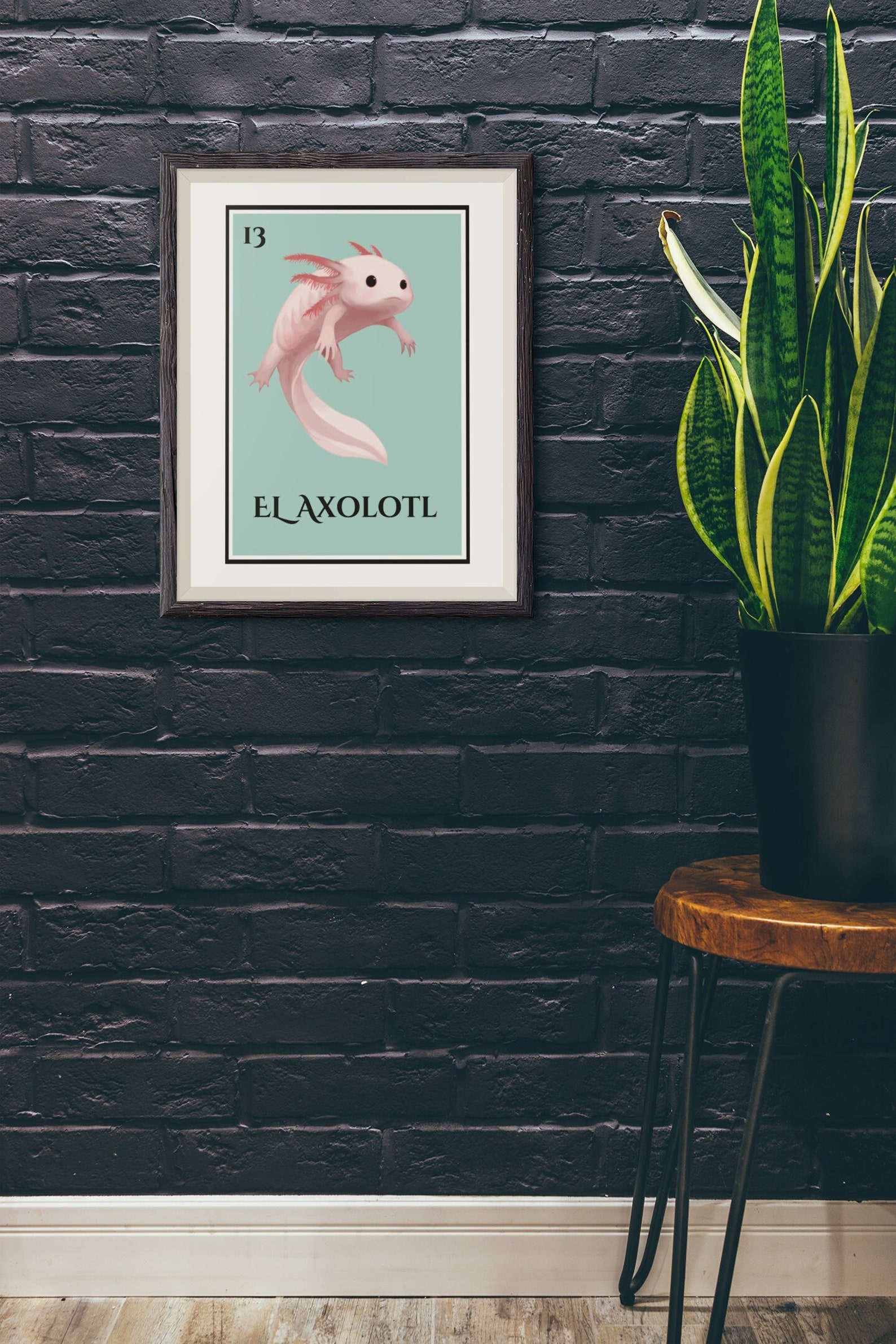 Loteria Poster, Premium Matte Vertical Poster El Axolotl, Mexican ...