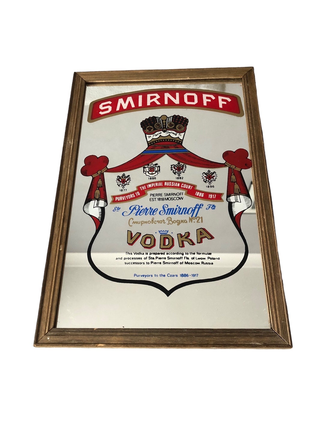 Vintage Smirnoff Vodka Advertising Pictured Mirror Mencave 22 Cm X 32 ...