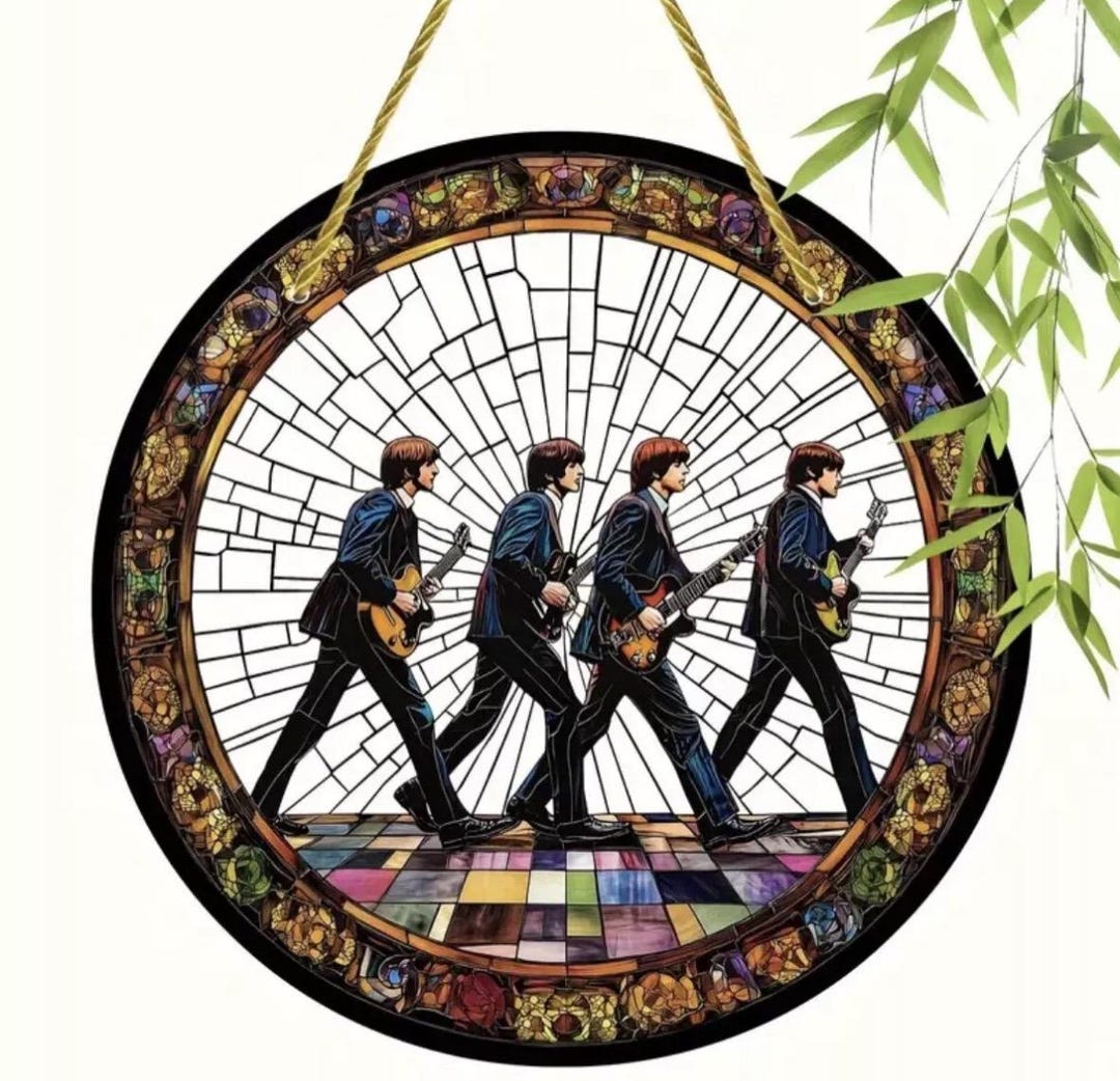 Retro Crossing Album Art Sun Catcher – Round Stained Glass Style ...