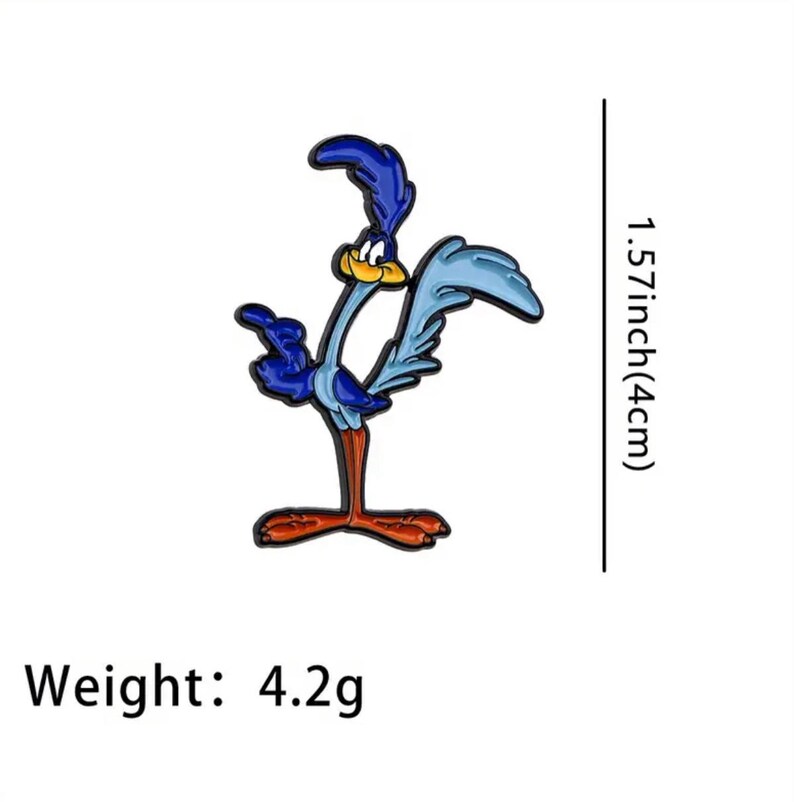 Blue Cartoon Bird Enamel Pin Fast Running Bird Character Vintage
