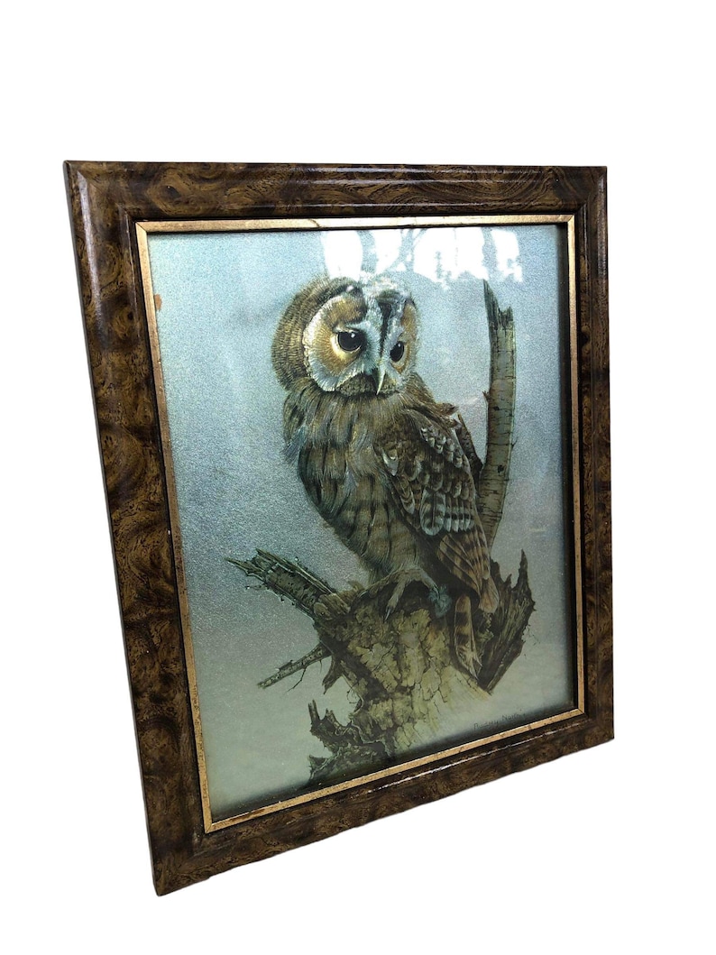 Audrey North Eule Vogel Druck Metallic Foil Art Vintage - Etsy.de