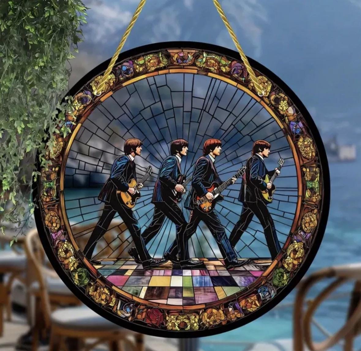 Retro Crossing Album Art Sun Catcher – Round Stained Glass Style ...