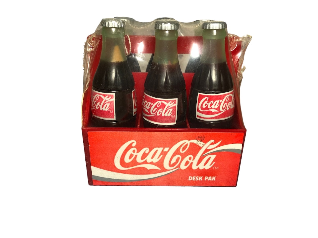 Coca Cola Vintage Desk 6 Pak Coke Bottles Highlighter Paper Clips 1995 ...