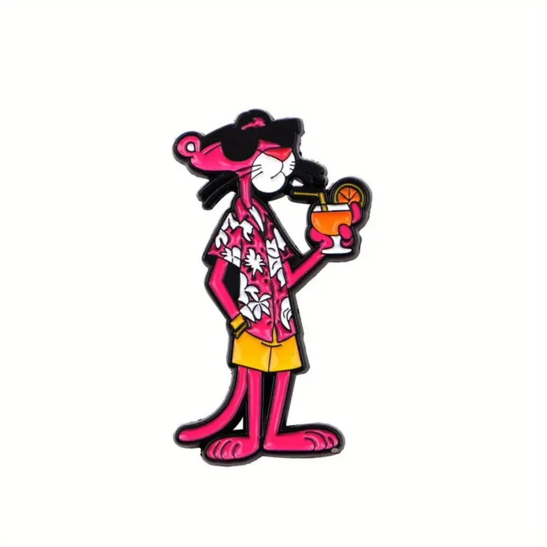 Pink Panther Retro 60s Pop Art Enamel Pin Brooch, Cute Vintage Cartoon ...