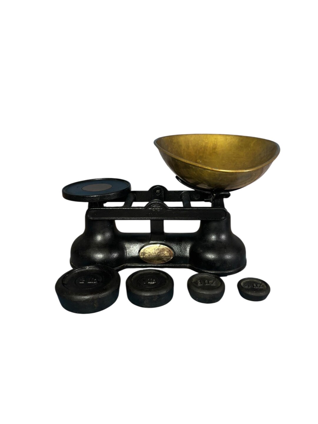 Vintage Salter Staffordshire Cast Iron Balance Scales Brass Pan ...