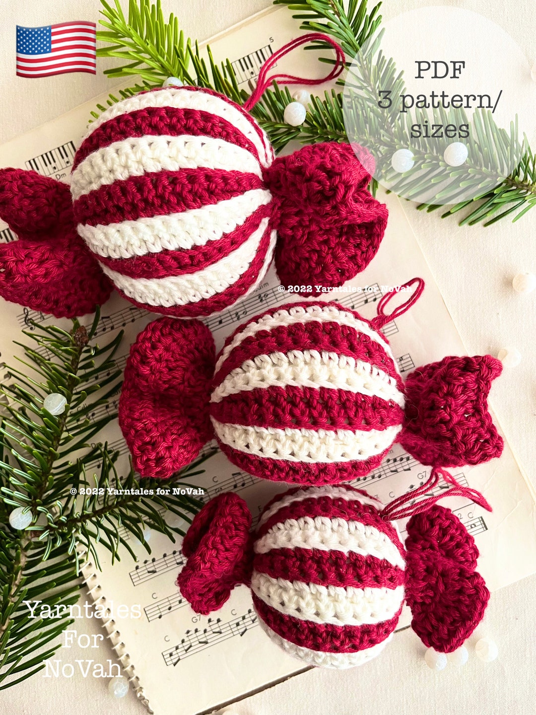 CROCHET PATTERN Swirly Bauble No. 5 3 Size Christmas Ornament Pattern ...