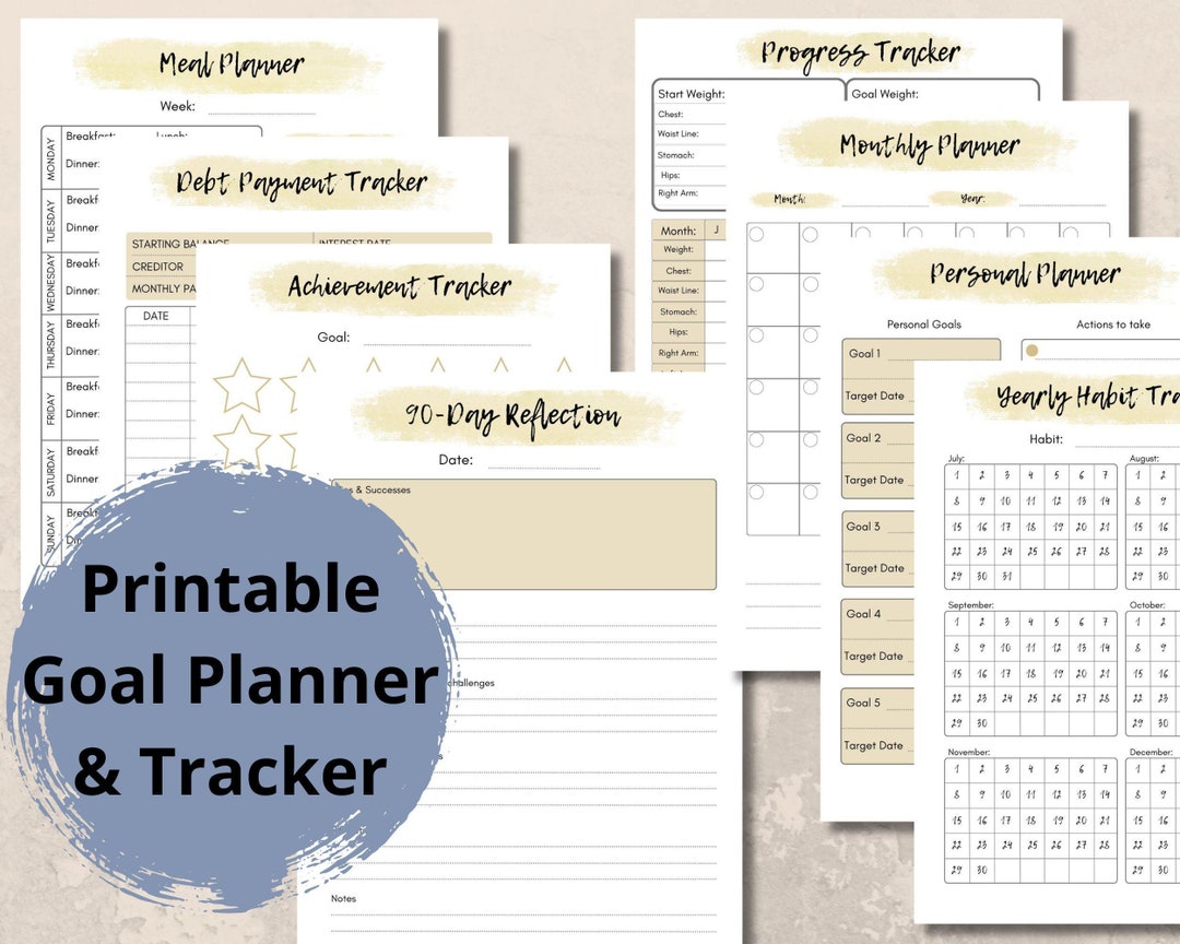 Printable Life Planner, Goal & Habit Tracker (34 Pages) - Etsy