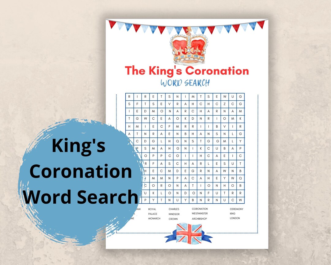 King's Coronation Printable Word Search Game - Etsy
