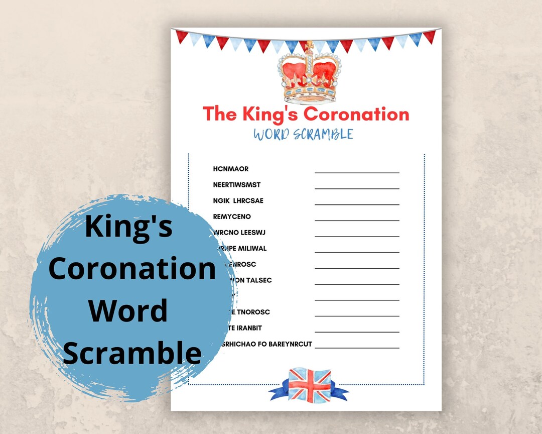 King's Coronation Printable Word Scramble Game - Etsy UK