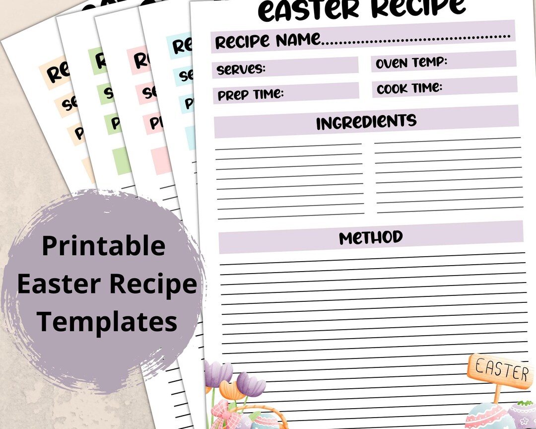 Printable Easter Recipe Template - Etsy