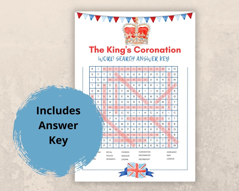 King's Coronation Printable Word Search Game - Etsy