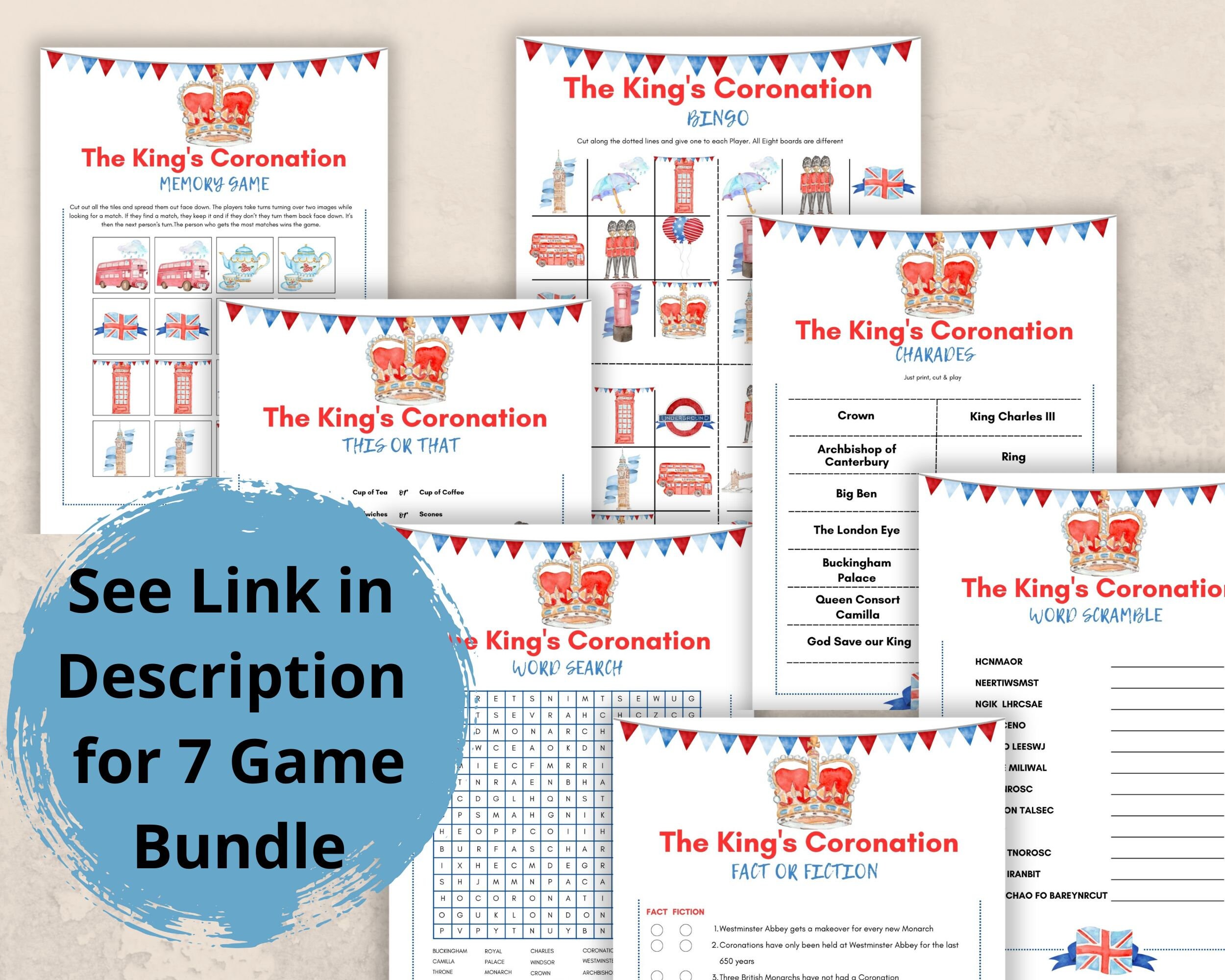 King's Coronation Printable Word Scramble Game - Etsy