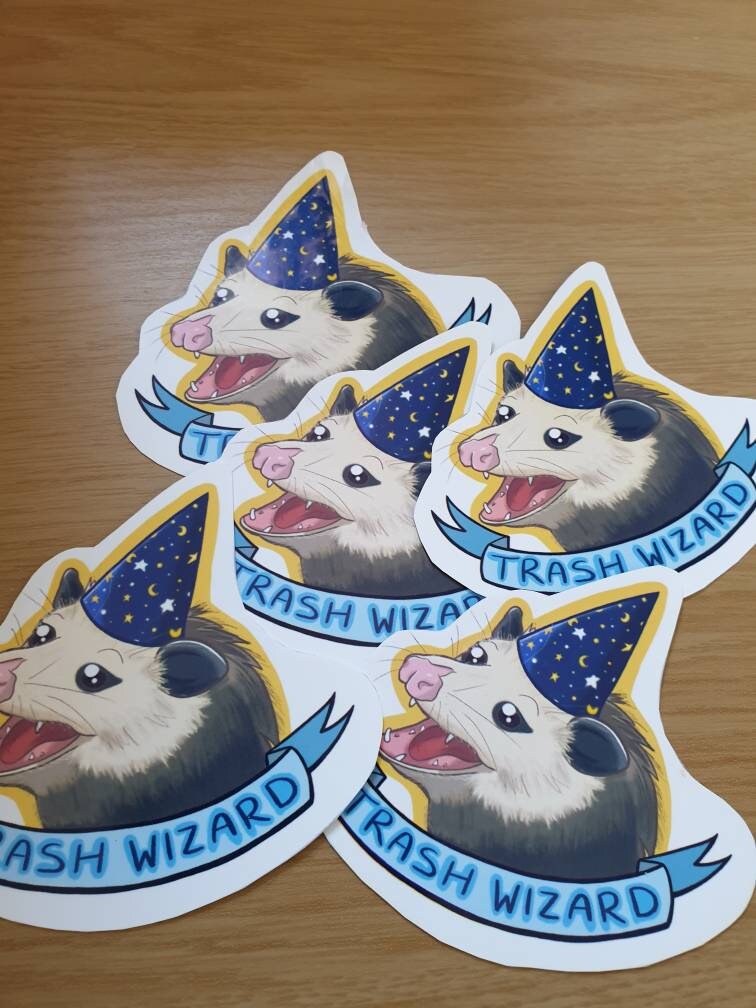 TRASH WIZARD Possum Sticker Opossum Mage Anxiety Laptop - Etsy