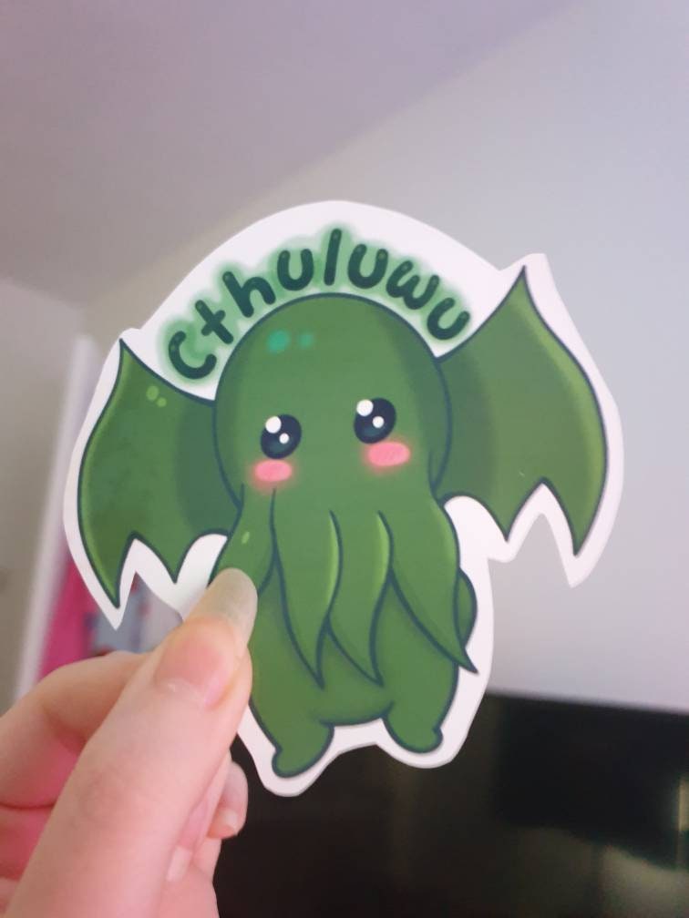 Cthuluwu Cute Spooky Meme Sticker, Cthulhu Inspired, Kawaii Tentacle ...