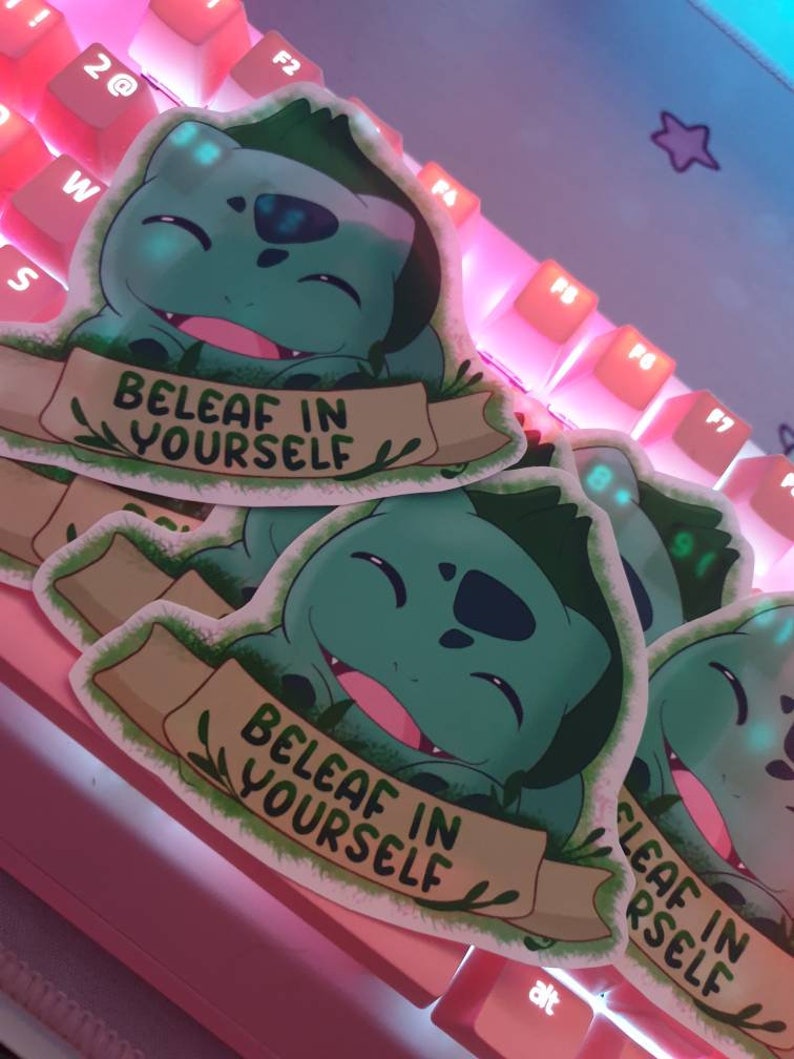 Pokemon Poke inspiró a Bulbasaur beleaf in yourself linda pegatina ...