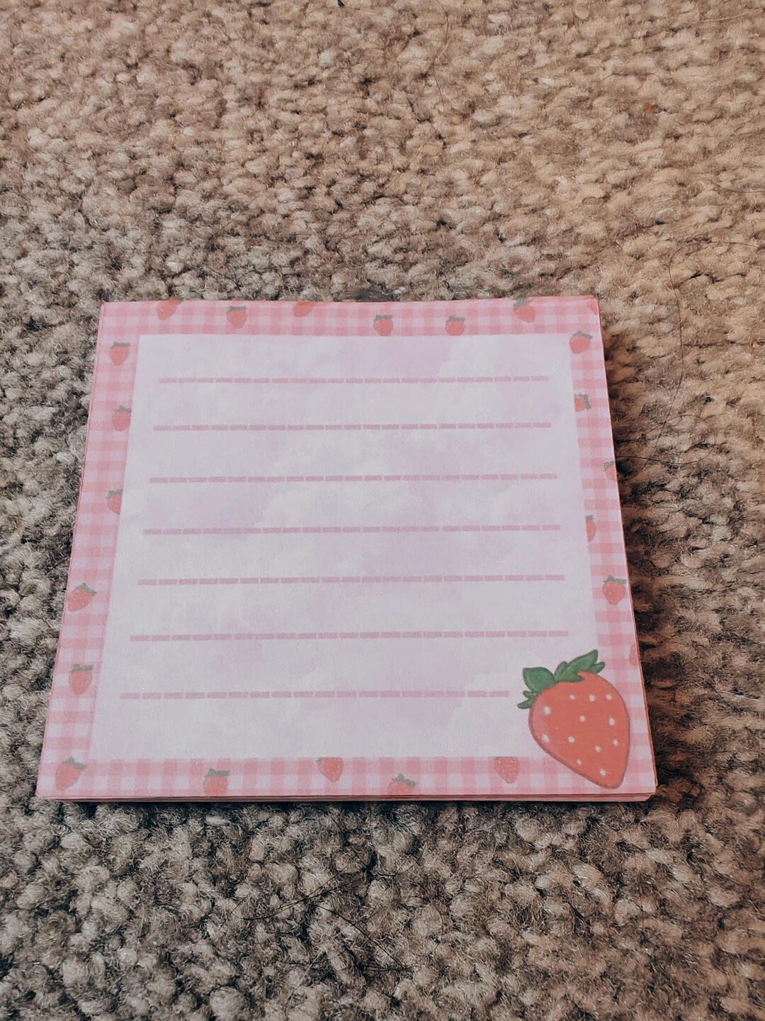 Strawberry Tear off Memo Pad, Kawaii Aesthetic, Note Pad, Pink Vibes ...