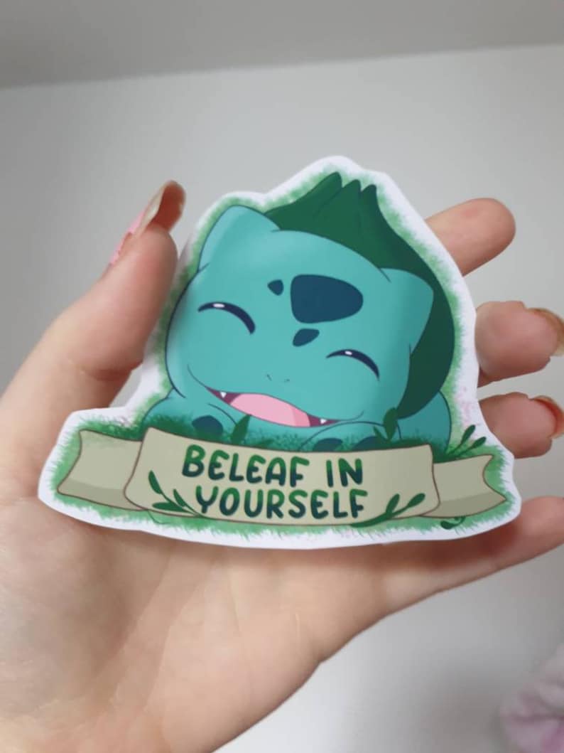 Pokemon Poke inspiró a Bulbasaur beleaf in yourself linda pegatina ...