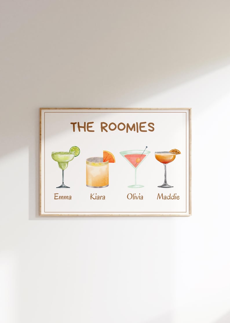 Custom Roommate Name Sign With Drinks, Apartment Decor, Dorm Decor, Bar ...