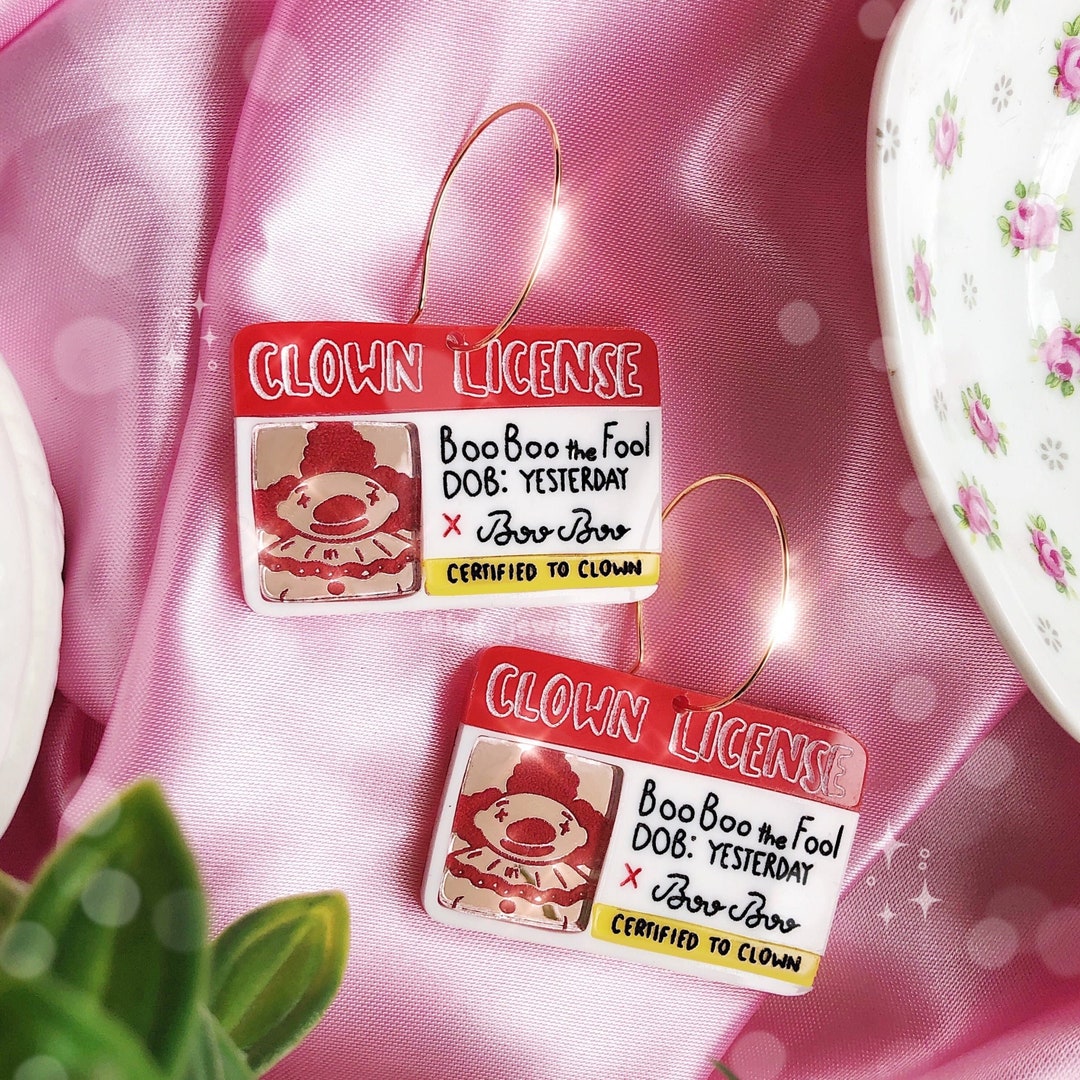 Clown License Handmade Acrylic Earrings - Etsy