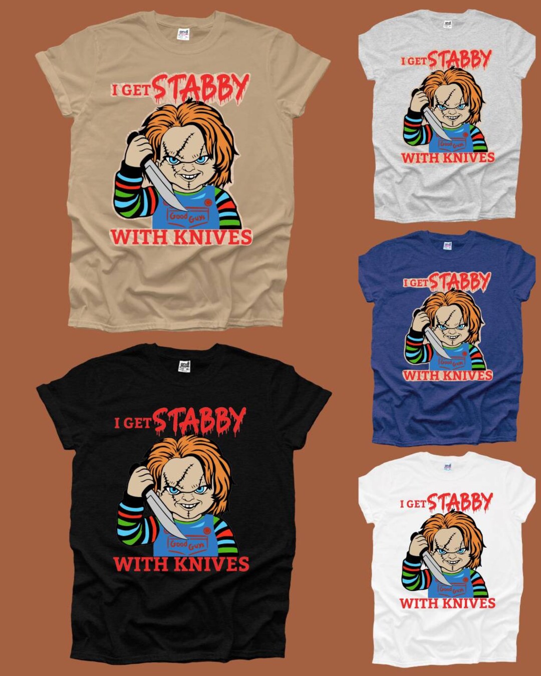 Stabby With Knives Squad Goals Friends Horror Character Mens T Shirt ...