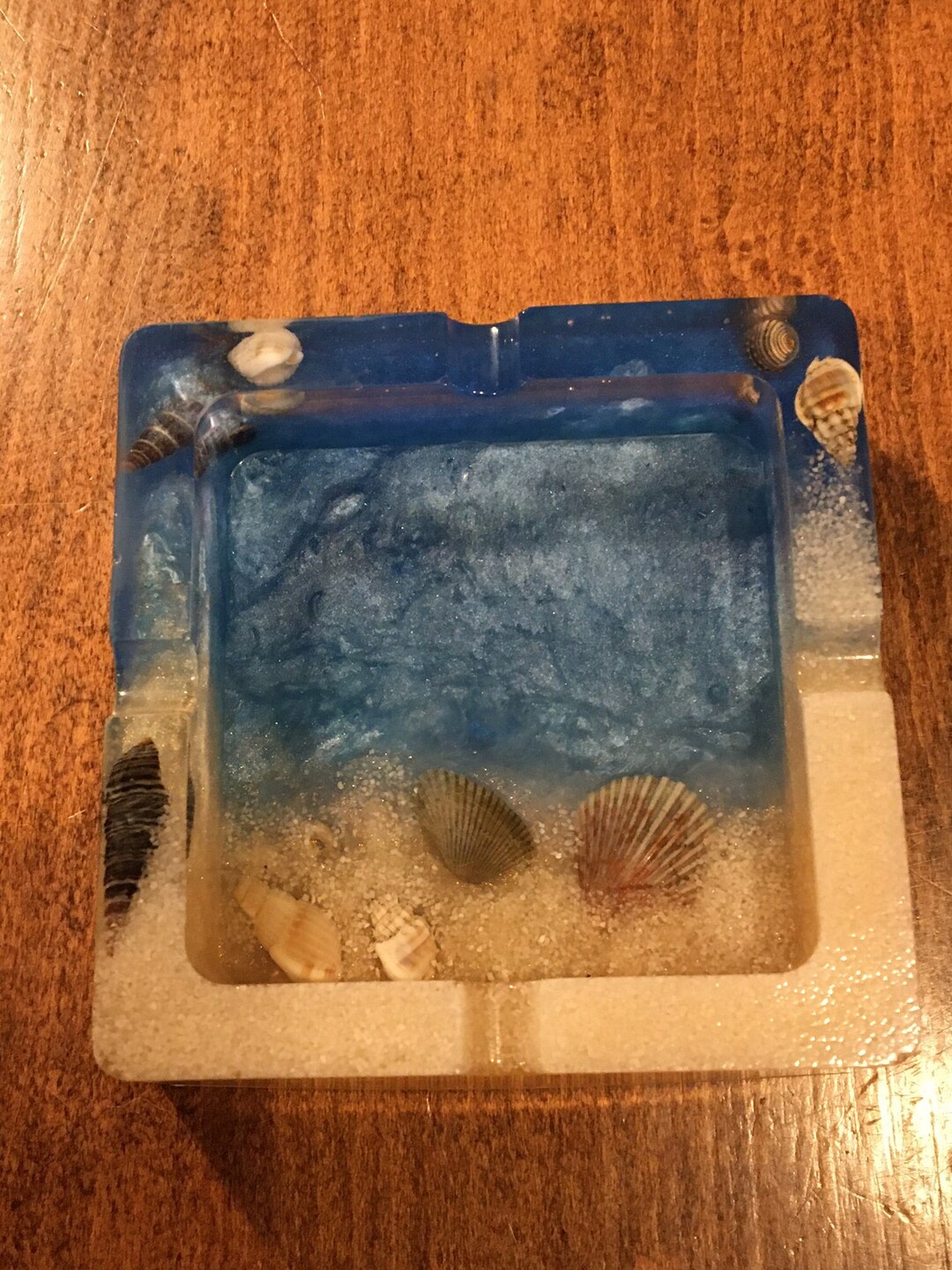 Beach Themed Resin Ashtray With Real Sea Shells and Sand Handmade ...