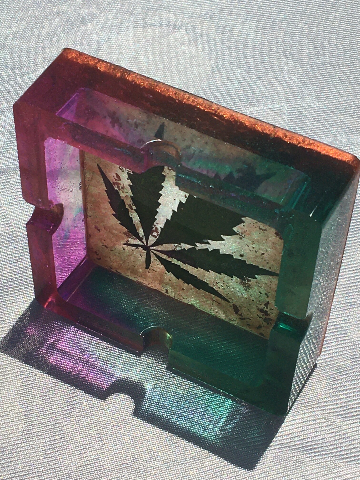 Weed Leaf Ashtray With Pressed Cannabis Leaf With Bronze - Etsy