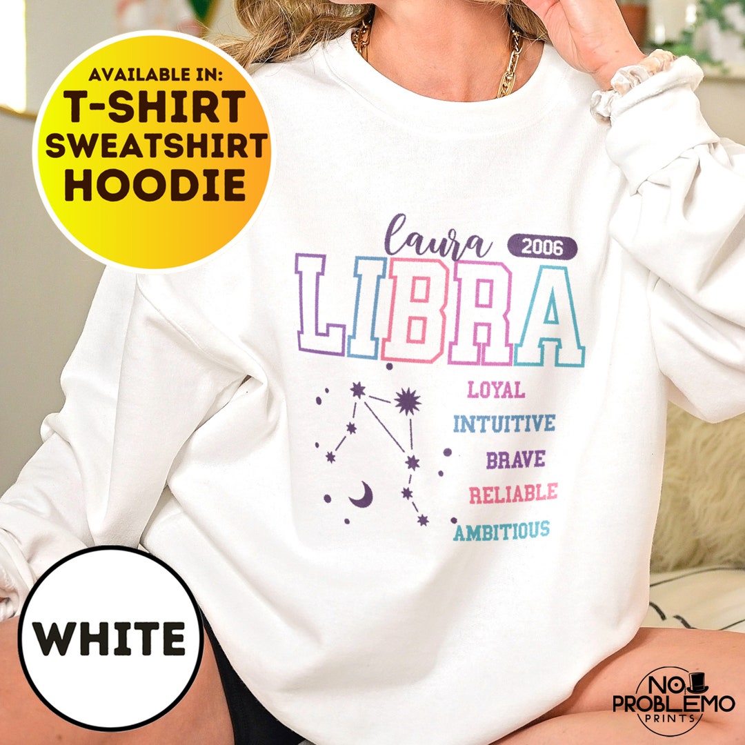 Custom Libra Zodiac Sign T-shirt, Personalized Astrology Hoodie ...