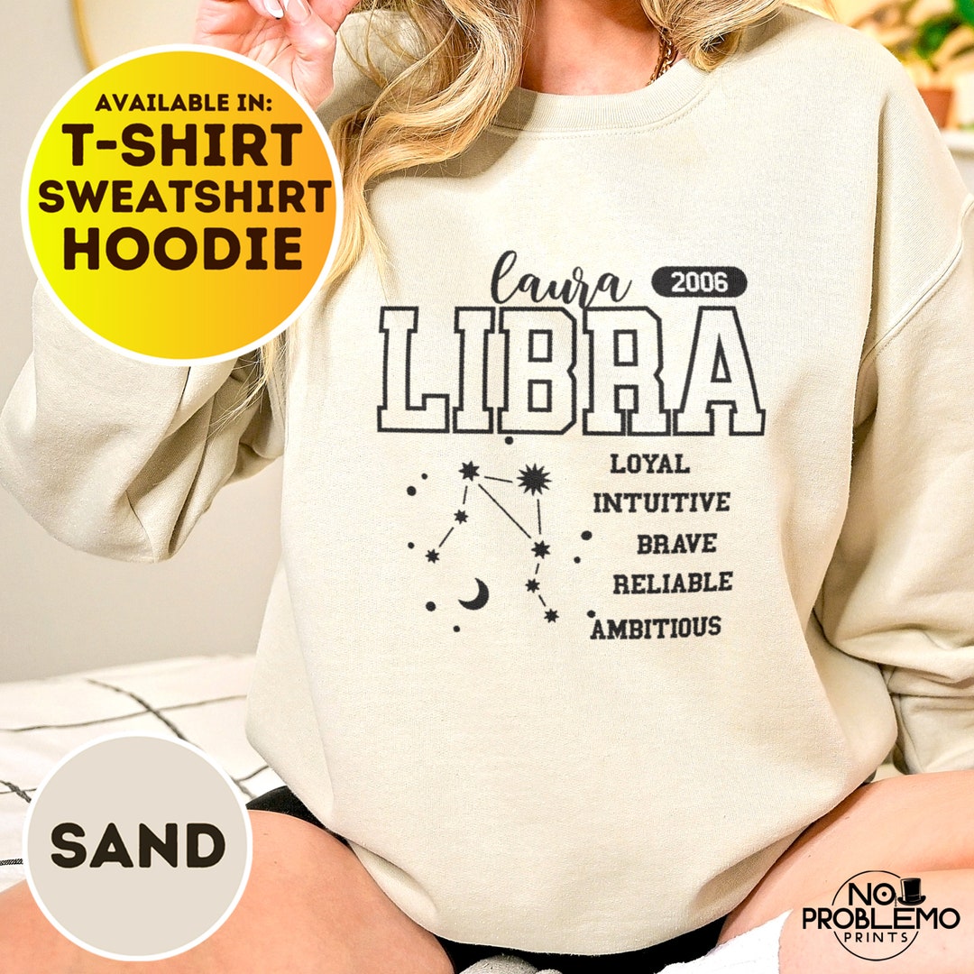 Custom Libra Zodiac Sign T-shirt, Personalized Astrology Hoodie ...