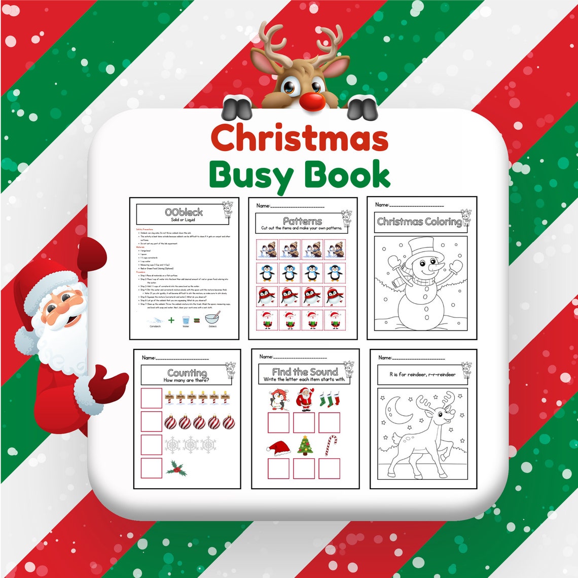 Christmas Busy Book Kindergarten Busy Book Tracing Reading Addition ...