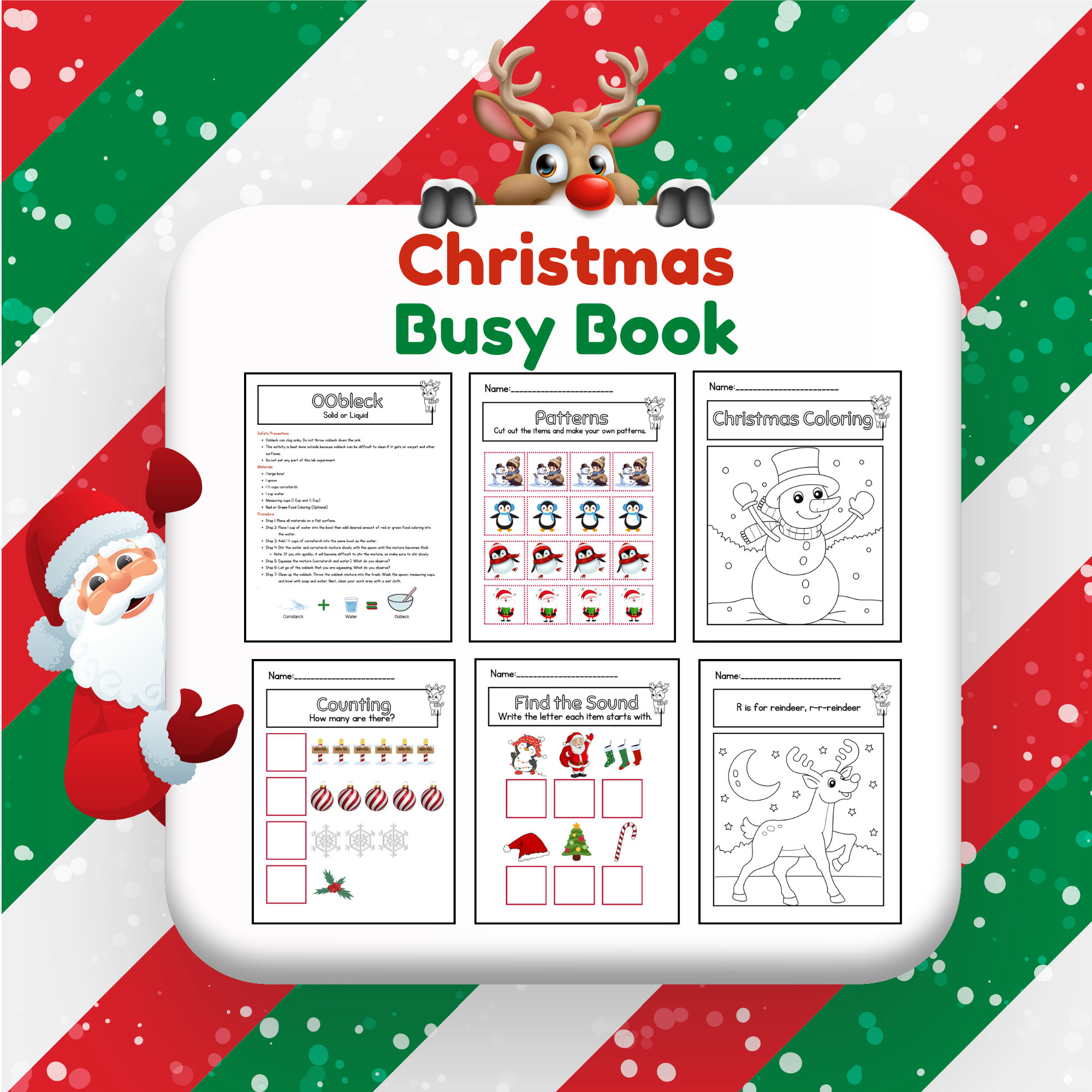 Christmas Busy Book Kindergarten Busy Book Tracing Reading Addition ...