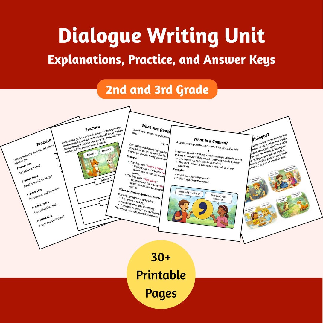 Dialogue Writing Worksheets | Quotation Marks and Commas Practice ...