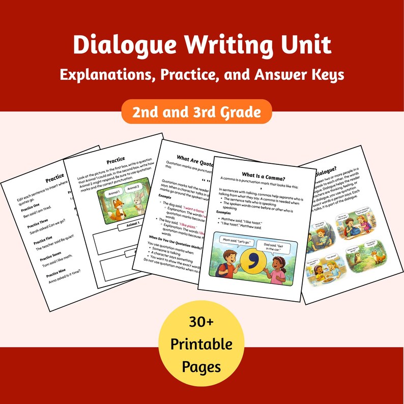 Dialogue Writing Worksheets | Quotation Marks and Commas Practice ...
