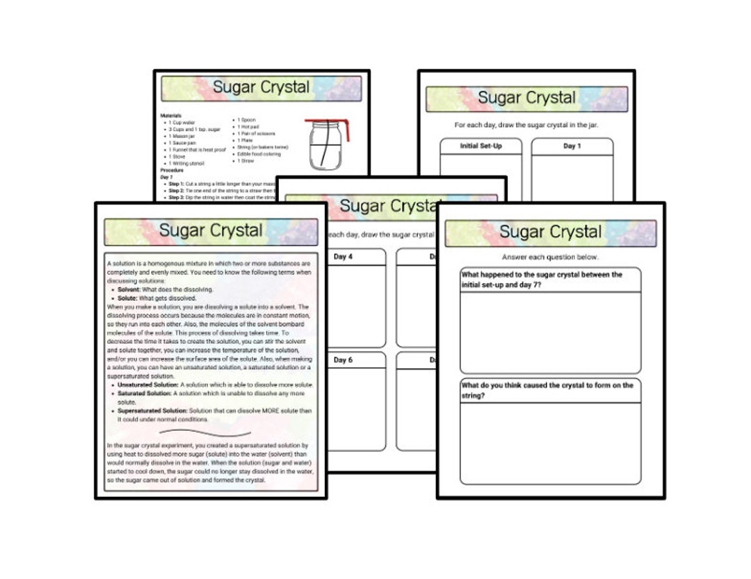 Rock Candy Science Experiment: Sugar Crystal Recipe & Explanation (PDF ...