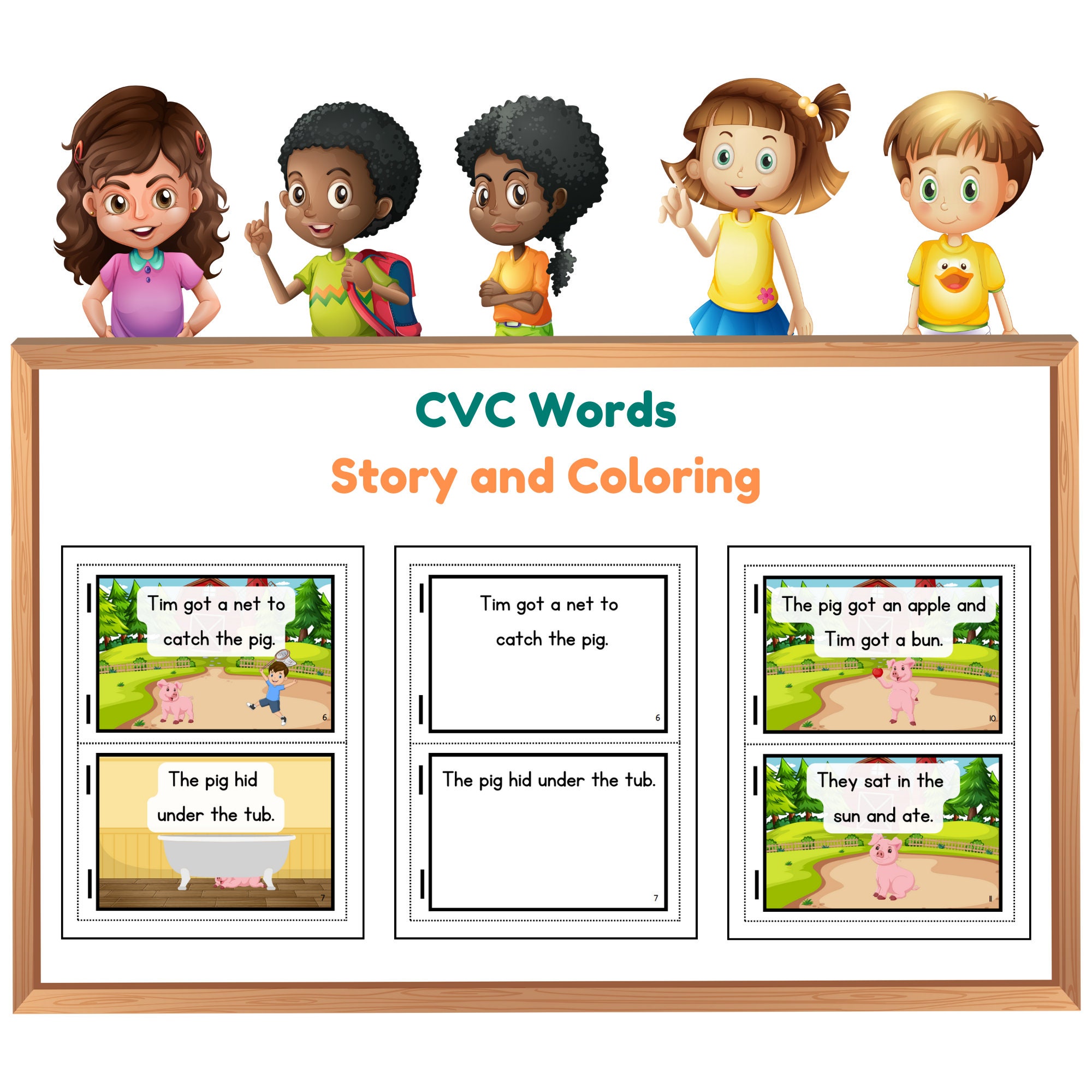 CVC Story Practice With CVC Kids Story Kids Coloring - Etsy