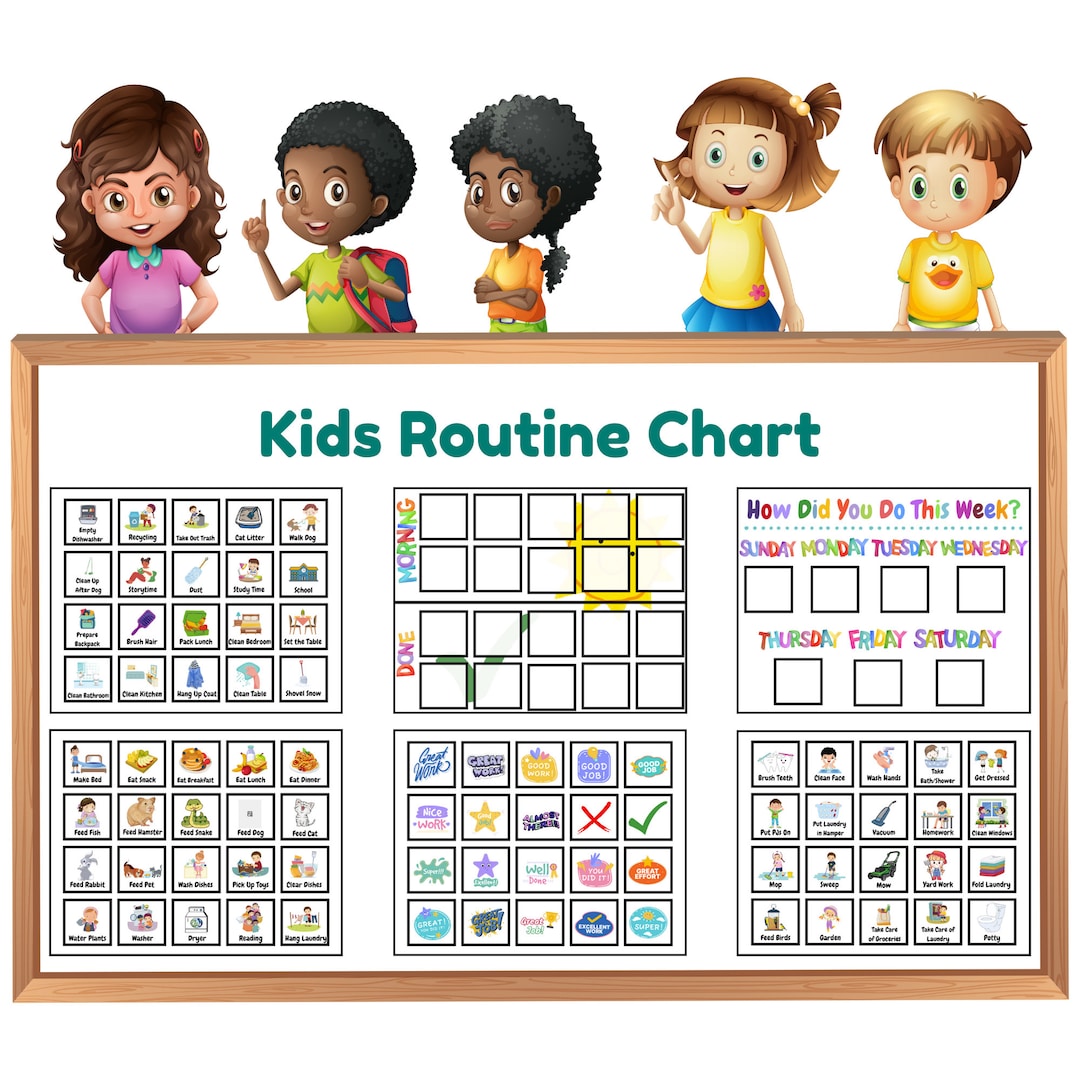 Kids Routine Chart | Printable Daily Responsibilities | Chore Chart ...