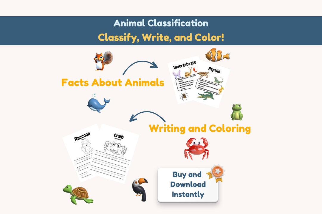 Animal Classification Coloring and Writing| Alphabet Practice | Learn ...