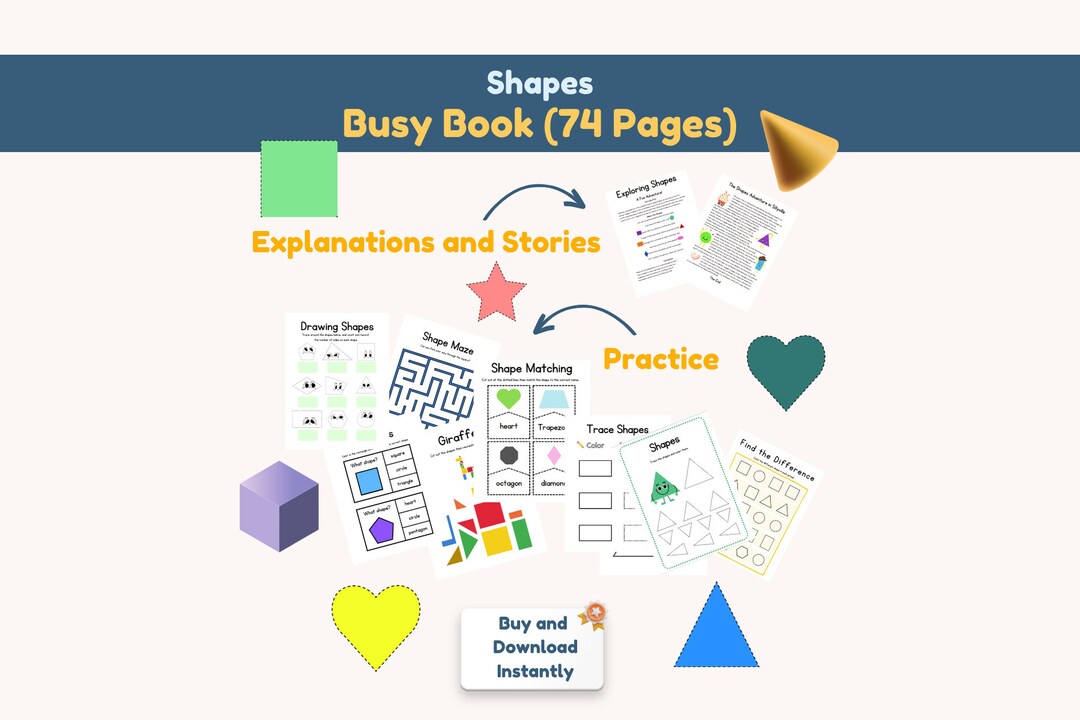 Shapes Busy Book 2D Shapes 3D Shapes Shapes Worksheet - Etsy