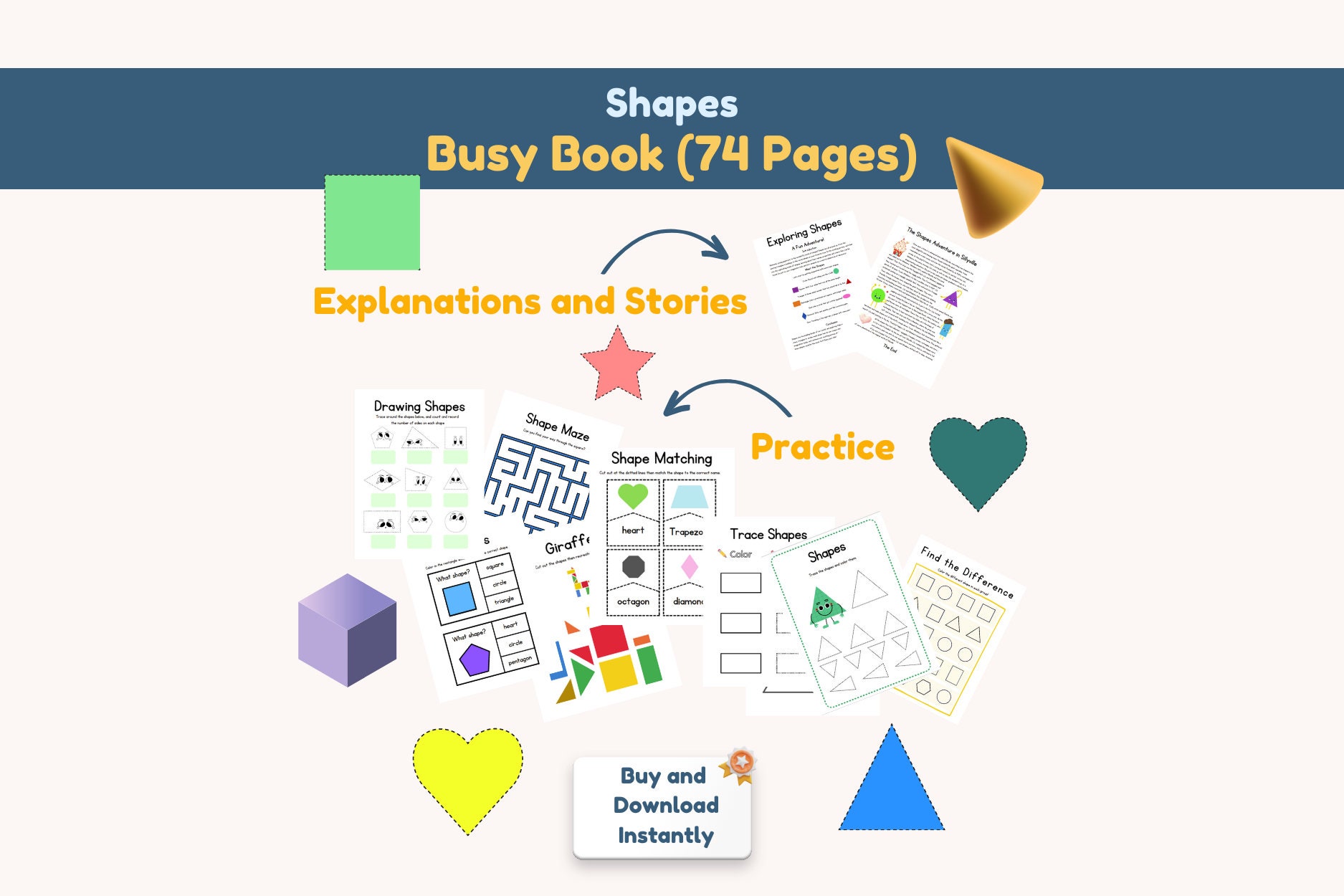 Shapes Busy Book 2D Shapes 3D Shapes Shapes Worksheet - Etsy