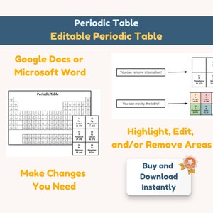 Periodic Table: Edit a Periodic Table or Print the Periodic - Etsy