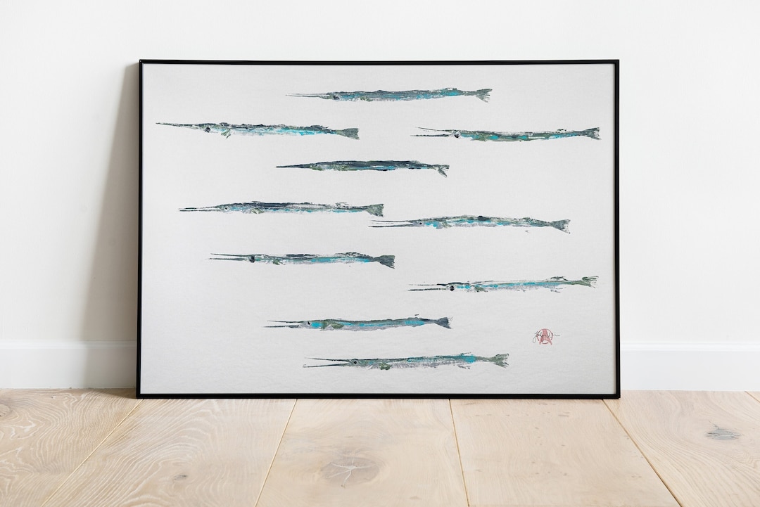 Needlefish Gyotaku Physical Art Print | Coastal Art | Nautical Wall ...