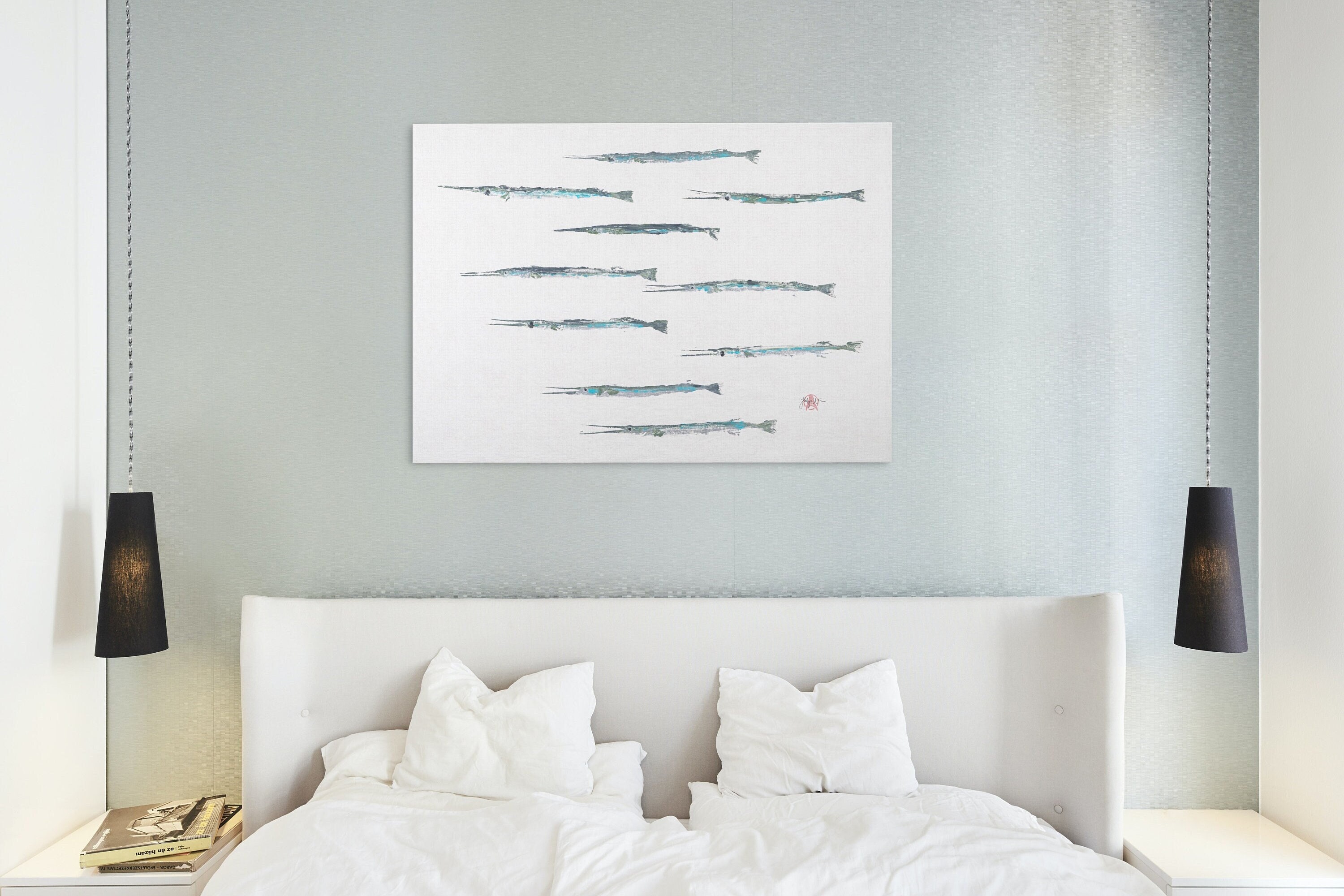Needlefish Gyotaku Physical Art Print | Coastal Art | Nautical Wall ...