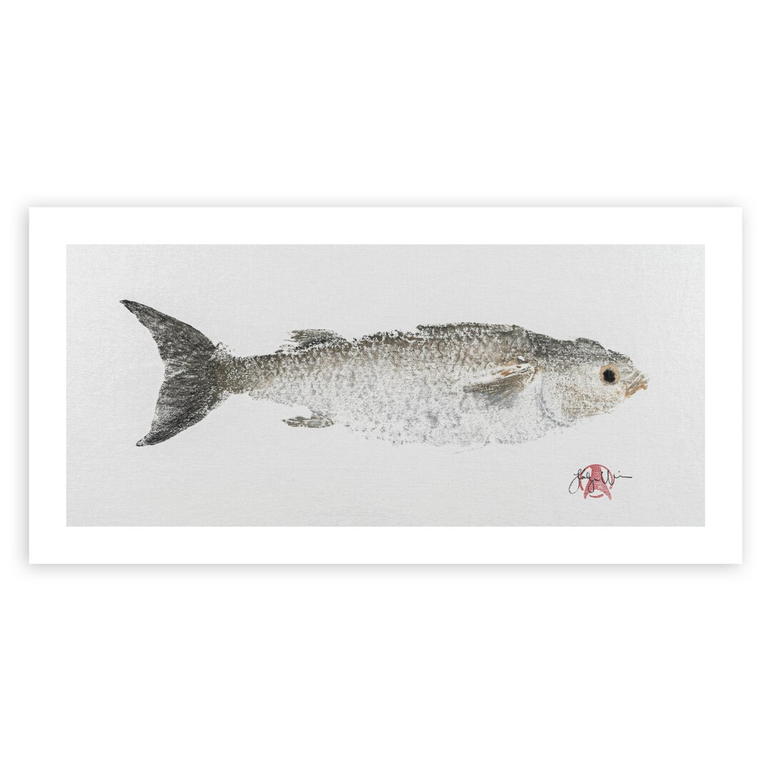 Mullet Gyotaku Physical Art Print | Coastal Art | Nautical Wall Decor ...