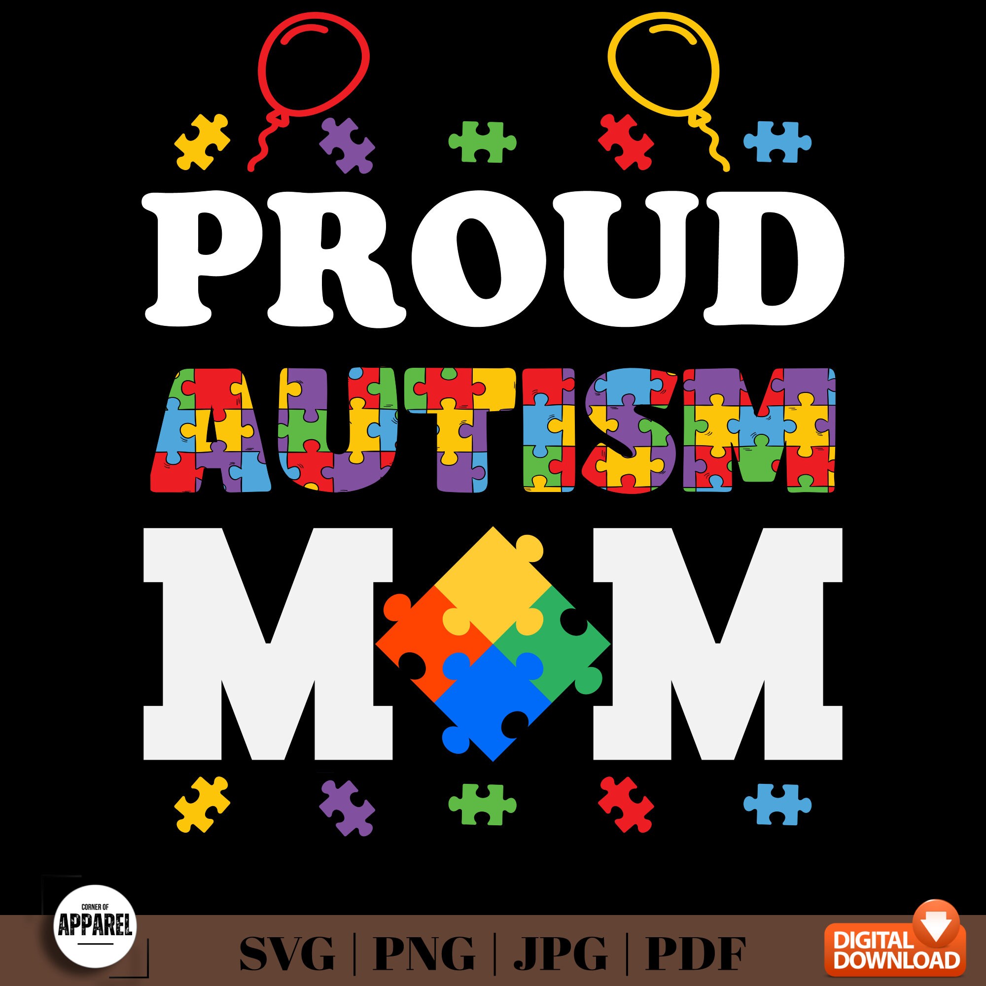 Proud Autism Mom Svg, Autism Mom Png Sublimation Design Download ...