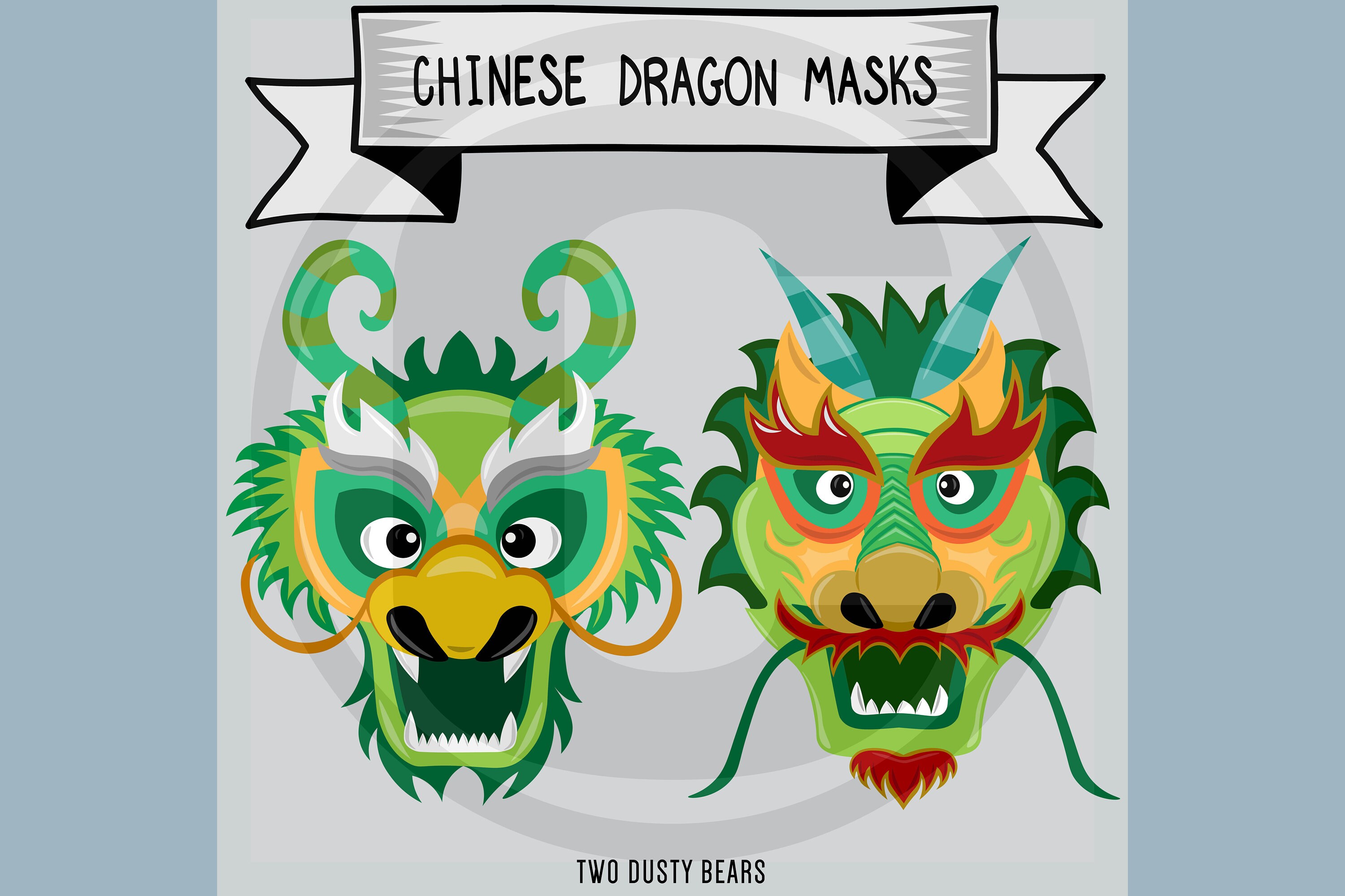 Chinese Dragon Mask Vectors instant Download Set 1 JPG, SVG, PNG ...
