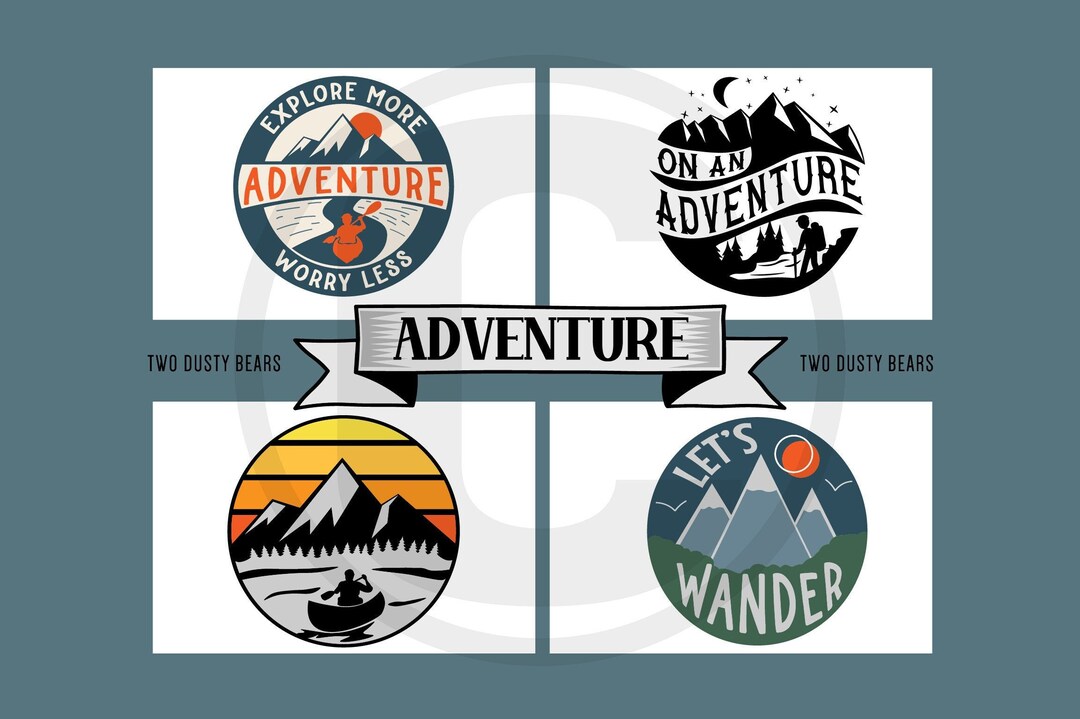 Adventure Camping Logo Sticker Design instant Download 4 Assets SVG ...