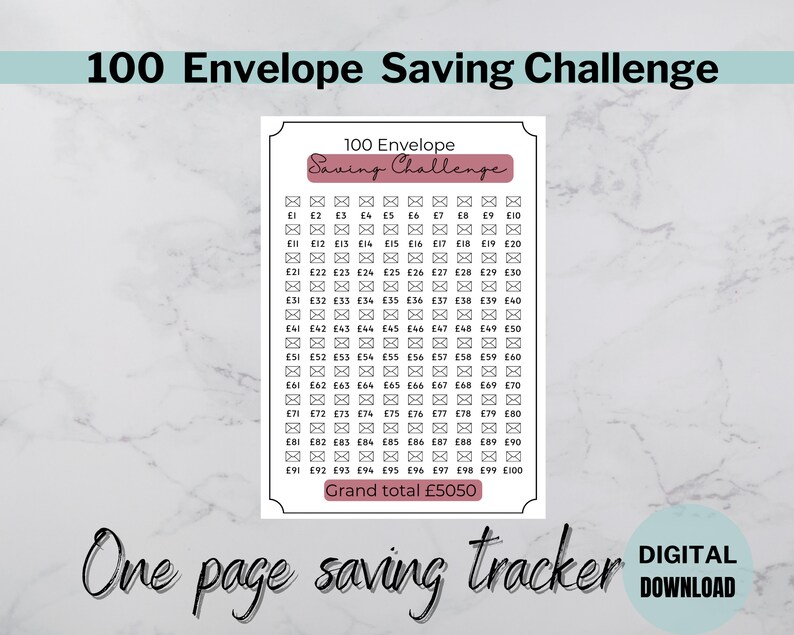 100 Envelope Challenge Printable, Money Saving Challenge, Saving ...