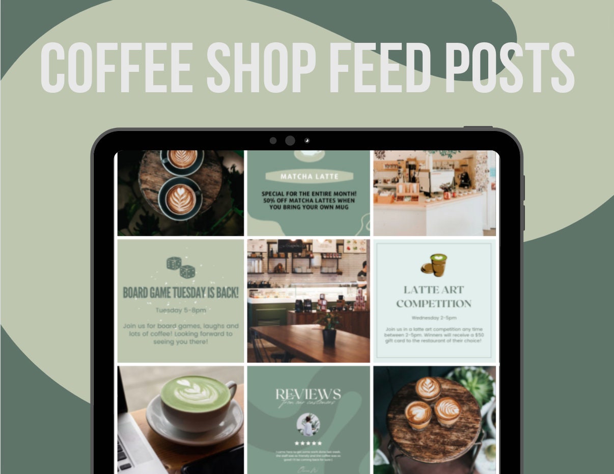 Coffee Shop Feed Posts Cafe Instagram Marketing Neutral - Etsy