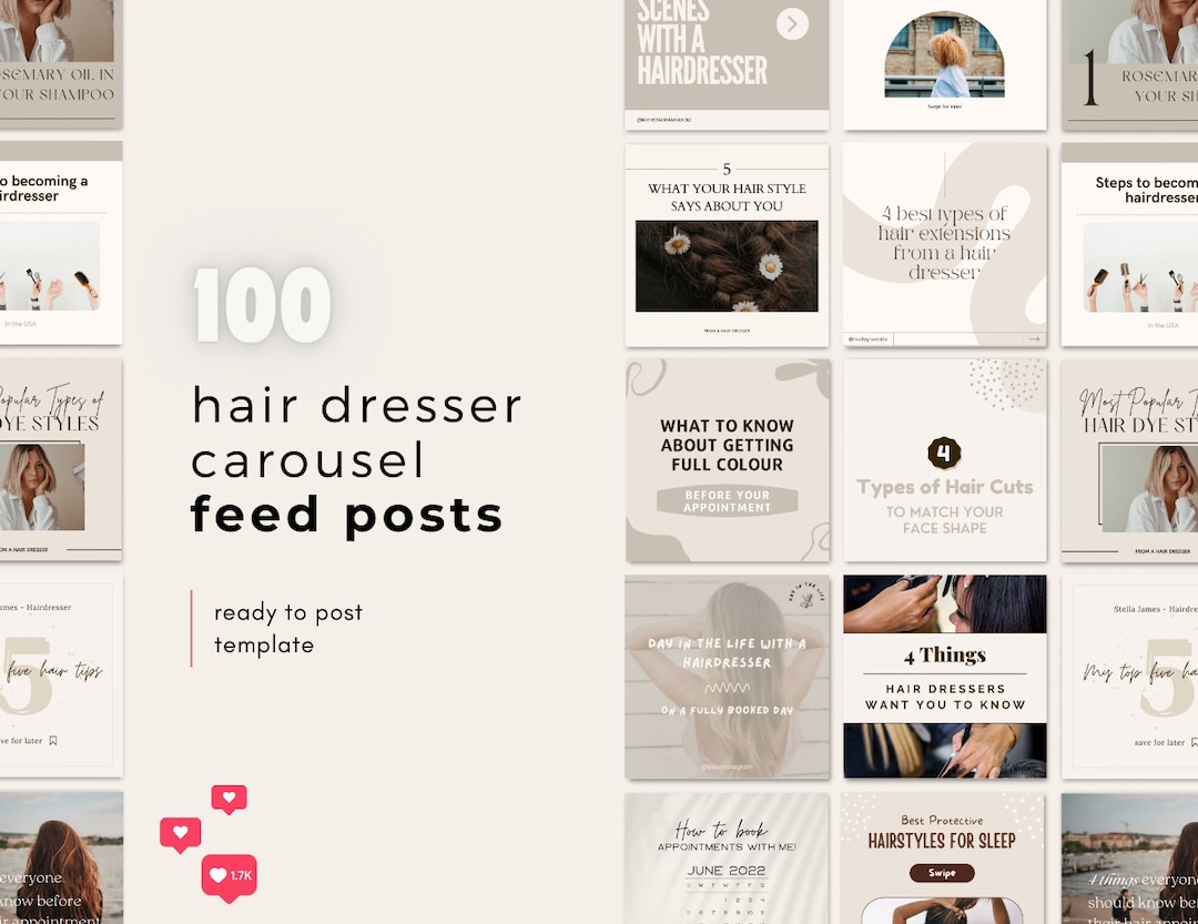 Neutral Hairdresser Carousel Instagram Feed Templates | Hair Stylist ...